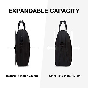 LIGHT FLIGHT Laptop Bag, 15.6 Inch Expandable Briefcase for Men Women,Slim Laptop Bag for Computer,Water Resistant Business Bag,Black