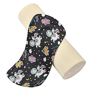 Llama Unicorn Space Neck Support Pillow Round Neck Roll Bolster Cylinder Pillow Cervical Pillows Body Pillow for Leg Knee Back Head Support for Work Men Women Bed