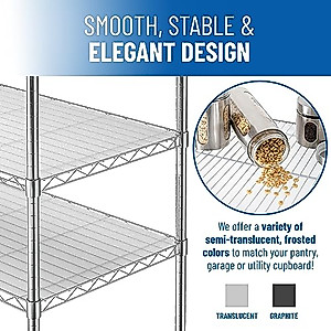 Shelf Liners for Wire Shelf System - Set of 5 in Graphite - 14 x 30 inch - Plastic Wire Shelving Shelf Mats