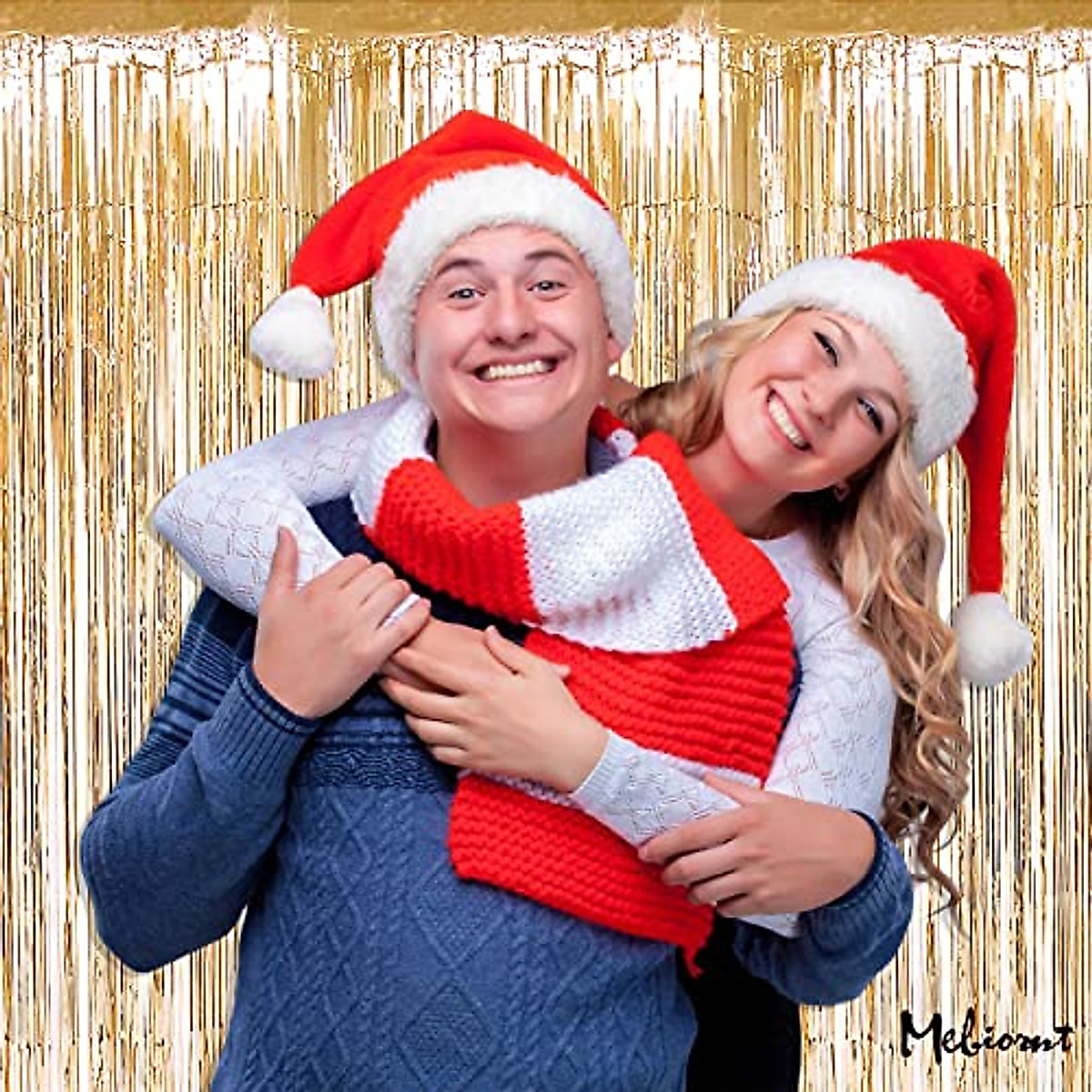 4 Pack Champagne Gold Fringe Curtain Backdrop, 3.2Ft x 8.2Ft Metallic Tinsel Foil Fringe Streamers Curtains Background for Photo Booth Birthday Baby Shower Party Thanksgiving Christmas Decorations