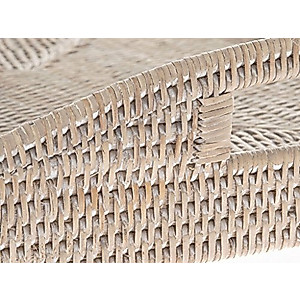 KOUBOO 1020043 La Jolla Rattan Rectangular Serving Tray, 18" x 13.5" x 3.5", White Wash