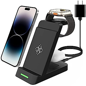 Wireless Charging Station for Apple Products 3 in 1 Wireless Charger Stand Compatible with Apple Watch Ultra 8 7 SE 6 5 4 AirPods Pro iPhone 14 13 12 11 Pro Max Multiple Devices Wireless Charger Dock