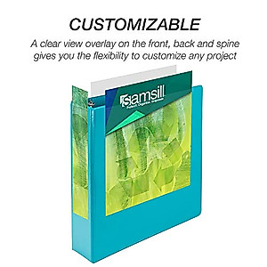 Samsill Plant Based Durable 2 Inch 3 Ring Binders, Made in The USA, Fashion Clear View Binders, Up to 25% Plant Based Plastic, Assorted 4 Pack (MP48669)