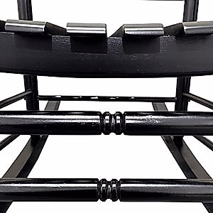 Balcony Porch Adult Rocking Chair, Wood Outdoor Indoor Porch Rocker Chair for Adult, All Weather- Resistant Patio Rocking Chair for Garden, Lawn, Balcony, Backyard, Black