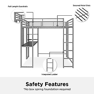 DHP Adobe Loft Bed, Silver, Full