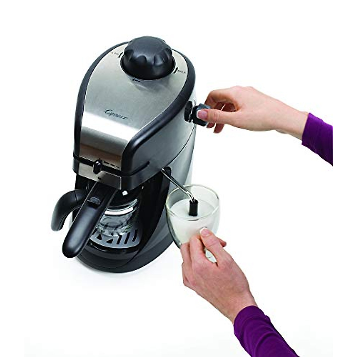 Capresso Steam PRO Espresso and Cappuccino Machine, 4-Cup, Stainless Steel/Black