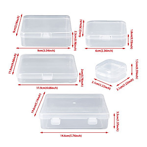 XUYUH Square Storage Box Square Transparent Plastic Jewelry Storage Boxes Beads Crafts for Case Container, 6x6x1.8cm, Clear