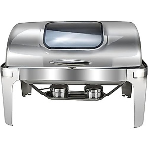 Chafing Dish Set, 9L Stainless Steel Buffet Trays Food Server with Fully Retractable Roll Top Lid, for Restaurant Catering Parties Weddings Picnics,Invisible