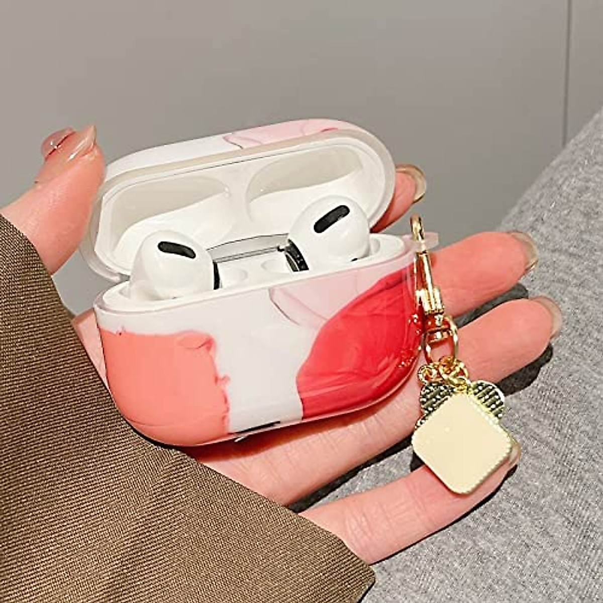 Compatible with airpods pro case Cover for Women with Keychain Fun for airpods case pro Cute red for Girls