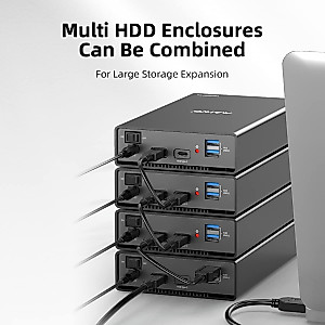 MAIWO External Hard Drive Enclosure(6Gbps) with Hub Expander for 3.5 2.5 Inch SATA SSD HDD USB C to SATA III with UASP, 1 Port USB C Hub/2 Port USB A 10Gbps Hub,Compatible with Seagate Samsung Xbox