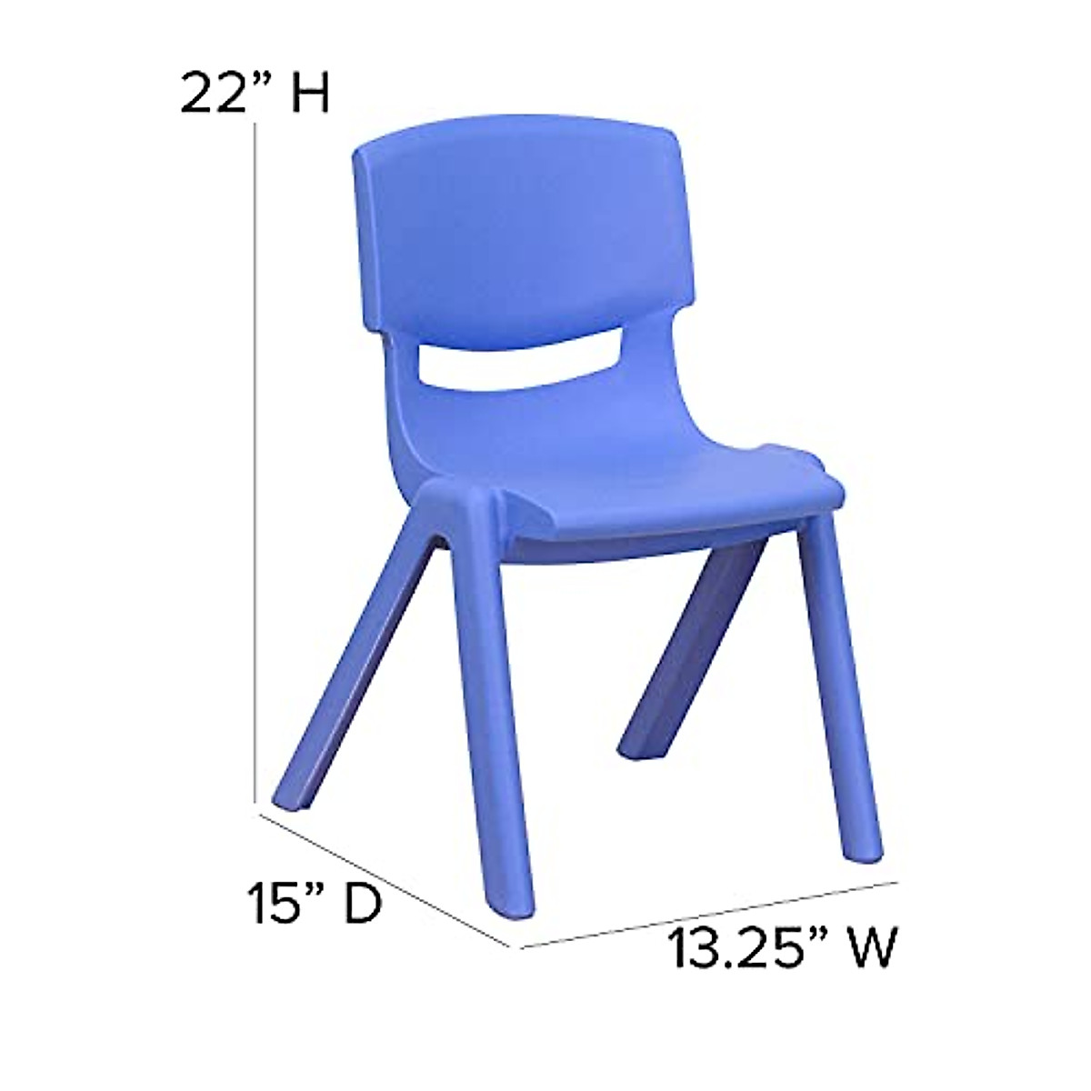 EMMA + OLIVER 4 Pack Blue Plastic Stack School Chair with 12" Seat Height - Kids Chair