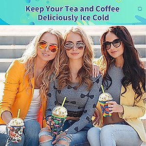 3 Pack Iced Coffee Sleeve for Cold Drink Cups，Reusable Insulator Sleeves Cup Holder for Cold Drinks Beverages Compatible with Starbucks Coffee, Dunkin Coffee ，More (Cow Print)