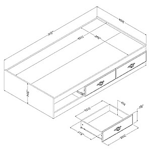 South Shore Ulysses Mates Bed with 3 Drawers, Twin 39-inch, Blueberry