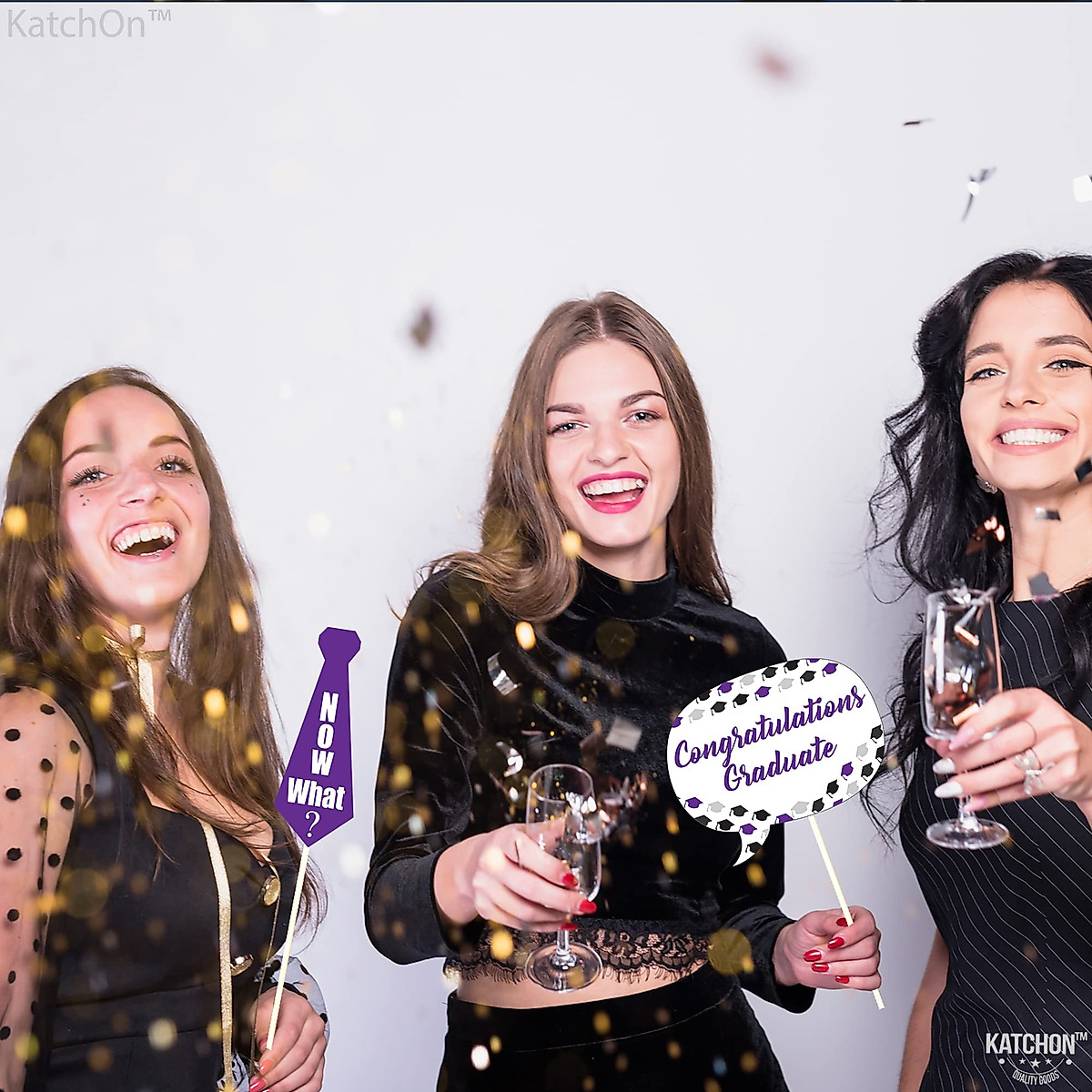 KatchOn, Purple Graduation Photo Booth Props 2024 - Pack of 24 | Purple Graduation Photo Props, Purple Graduation Decorations Class of 2024 | Graduation Picture Props, Graduation Party Decorations