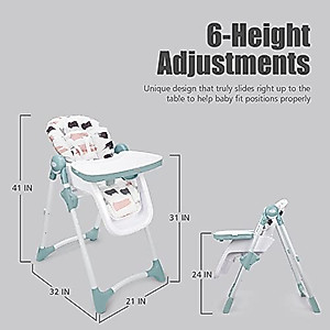 Bergbela Flodable High Chair with Feeding Tray and Cushion Clean and Safe for Babies&Toddlers Sitting Dining, Green