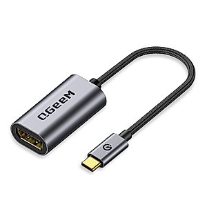USB C to DisplayPort Adapter,QGeeM 4K@60HZ Thunderbolt 3 to Displayport Cable Compatible with MacBook Pro 2019/2018,ipad pro 2018,Surface Book,Dell XPS,Sumsang Galaxy S10 Note 9 Dex,USB C to DP Cable