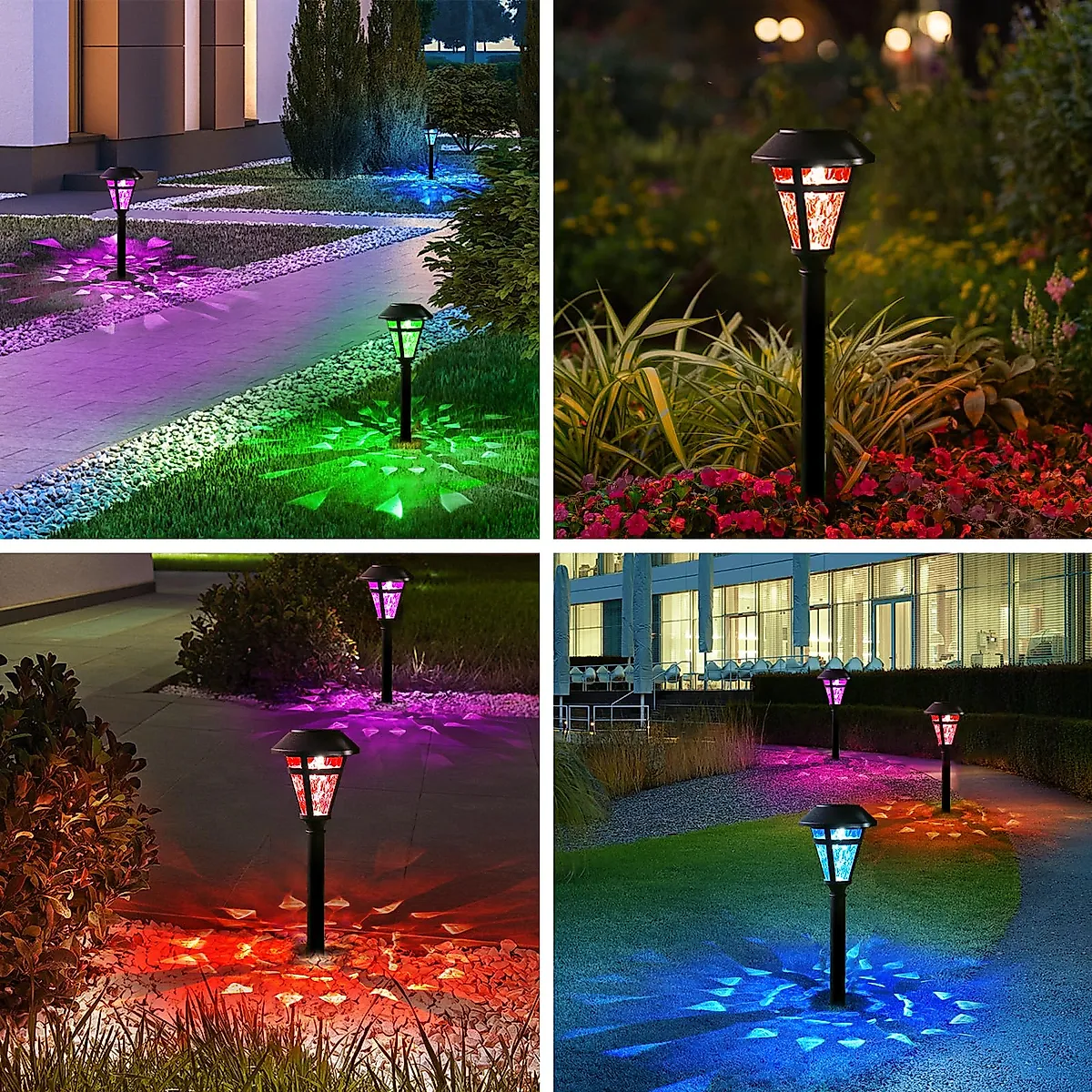 TWINSLUXES 12 Pack Solar Pathway Lights Outdoor,Color Changing Waterproof Garden Lights,LED Landscape Path Lighting Up to 12 Hrs Long Auto On/Off Dusk to Dawn for Sidewalk,Lawn, Patio, Yard…