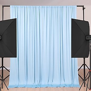 10ft×9ft Wrinkle Free Baby Blue Backdrop Curtains for Parties, Thick Fabric Photo Backdrop Drapes for Wedding Birthday Baby Shower Gender Reveal Photography Home Decor