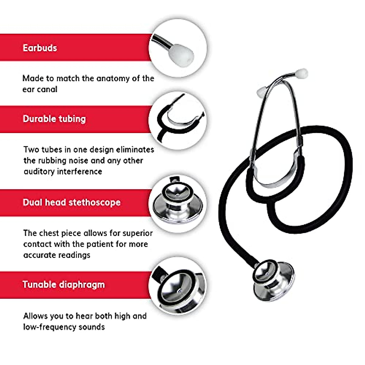 Ever Ready First Aid Dual Head Stethoscope - Black
