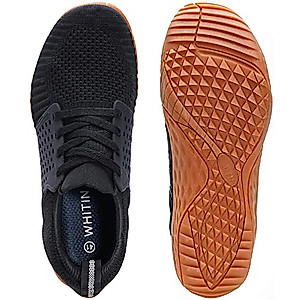WHITIN Men's Trail Running Shoes Minimalist Barefoot Wide Width Size 10 Toe Box Gym Workout Fitness Low Zero Drop Comfy Tennis Five Fingers Black Gum 43