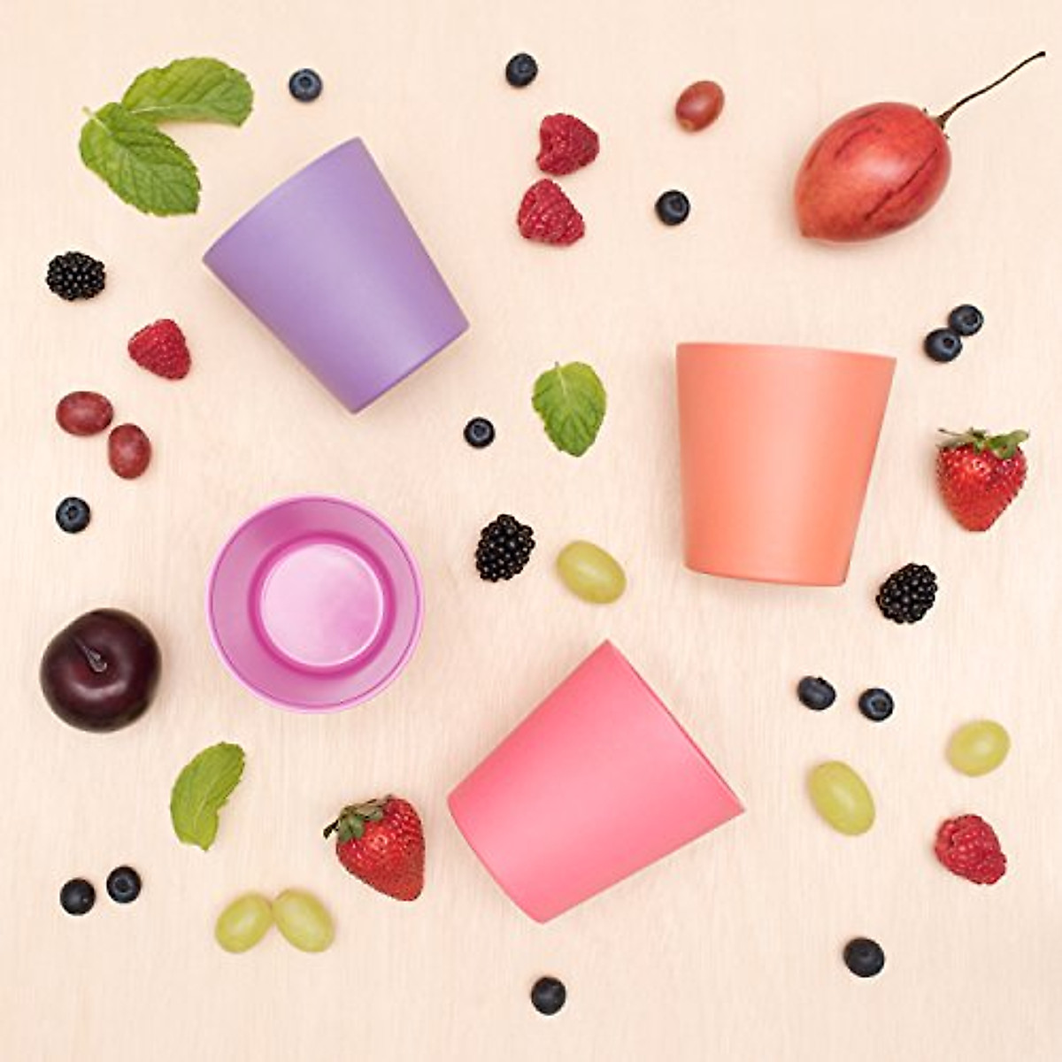 bobo&boo Bamboo Kids Cups Set of 4 Drinking Cups for Kids Eco Friendly Toddler Cups Without Lids ~ Non Toxic & Reusable ~ Great Gift for Baby Showers Birthdays & Preschool Graduations (Sunset)