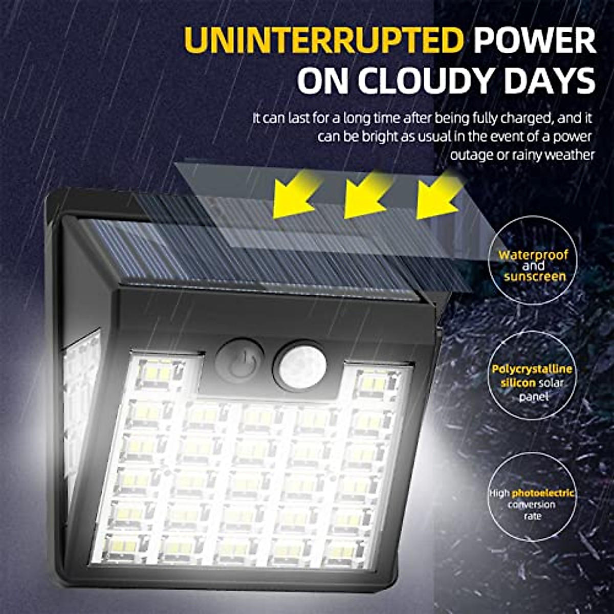 Solar Outdoor Lights, Street Light Ip65 Waterproof Outdoor Solar Powered Dusk to Dawning with Motion Sensor Led Floods Light for Parking Lot, Drive-Way