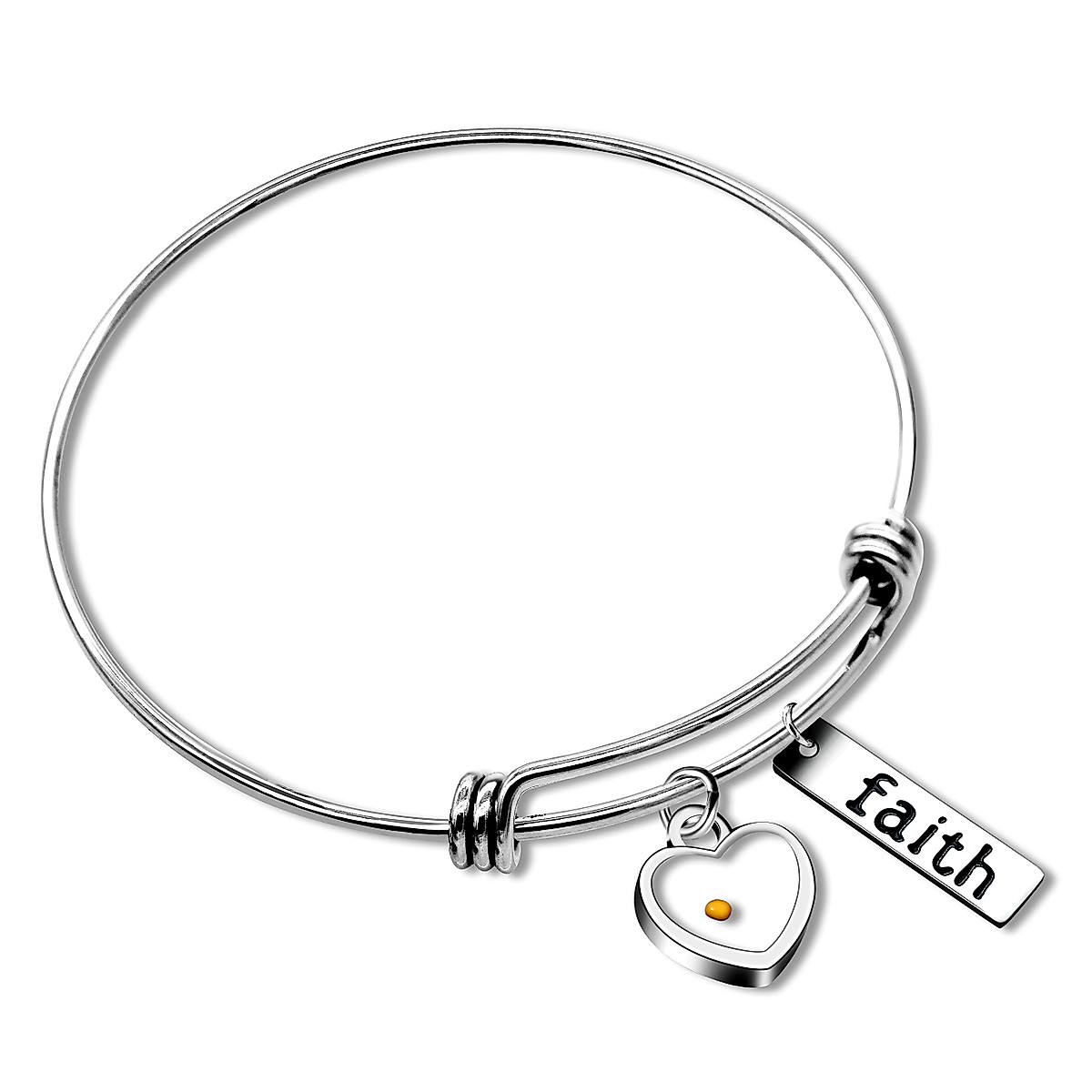 Uloveido Christian Faith Extendable Bracelet Bangle, Stainless Steel, Mustard Seed Bracelets, Christian Inspirational Gifts 2.5inch