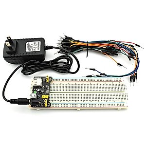 HJ Garden Electronic Component Power Supply Module Assorted Kit for Arduino, Raspberry Pi, STM32, UNO, MEGA2560 830P Breadboard + Power Module + Jumper + 12V 1A Adaptor