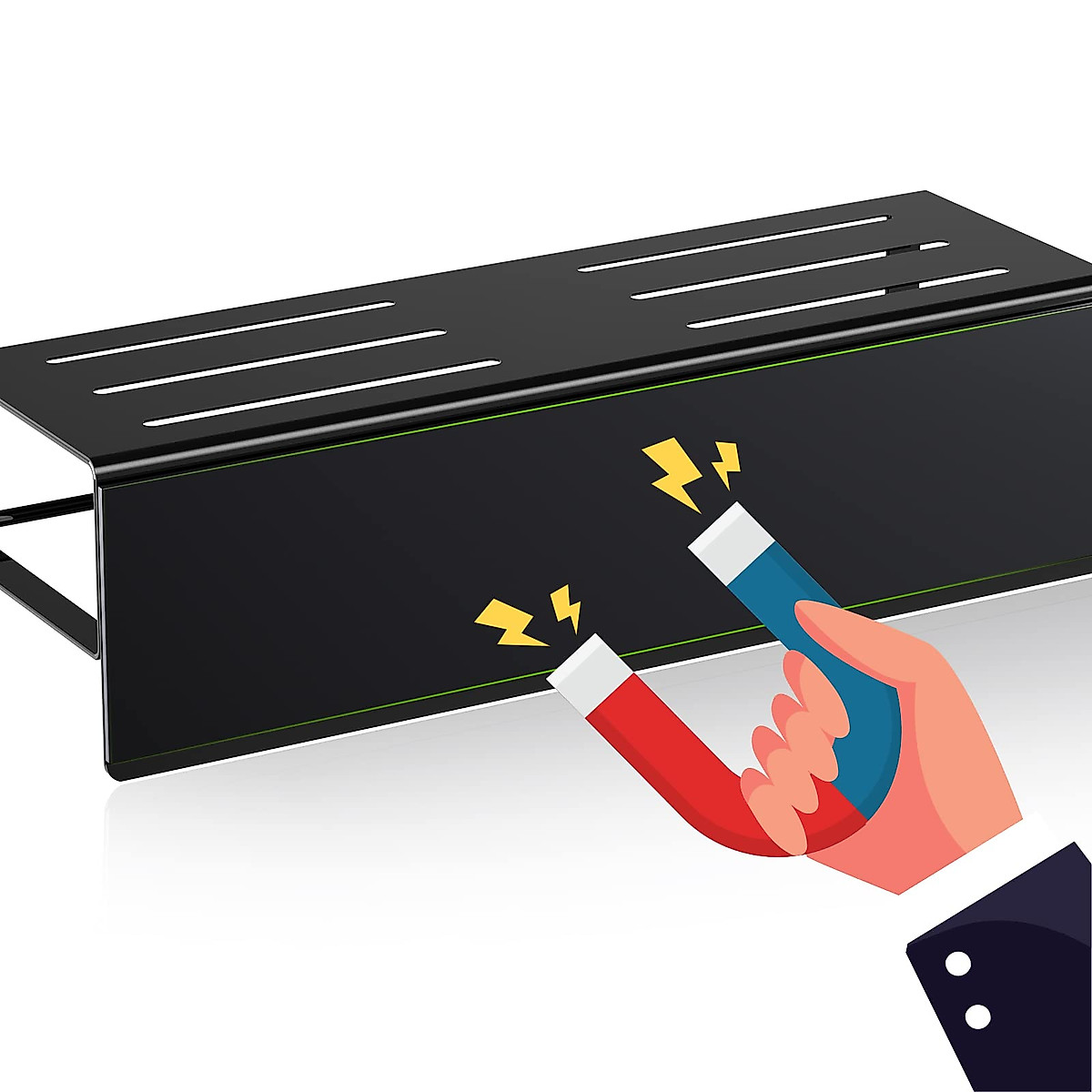 Vetacsion 4 Pack Moveable Refrigerator Magnetic Organizer,Metal Matt Black…