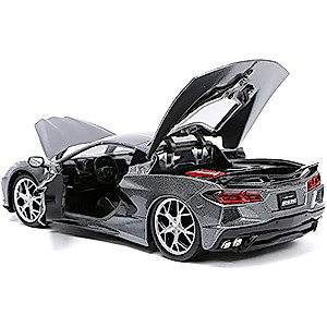 2020 Chevy Corvette Stingray C8 Dark Gray Metallic Hyper-Spec Series 1/24 Diecast Model Car by Jada 32716