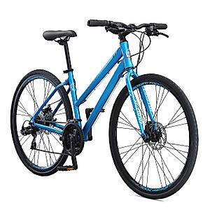 Schwinn Volare 1200 Flat Bar Hybrid Sports Road Bike, Men and Women, 21-Speed, 700c Wheels, 17-Inch Aluminum Frame, Disc Brakes, Blue