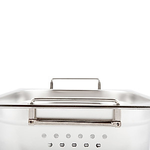 Restaurantware Perforated Steam Table Pan - Half Size - 4" Deep - Collapsible Handles - Anti Jam - Commercial Grade Stainless Steel - 1ct Box - Met Lux