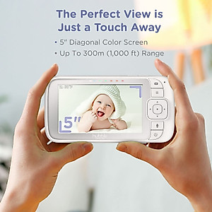 Hubble View Pro 5" Video Baby Monitor with Camera and Audio, NightVision Baby Camera Monitor Pan Tilt Zoom; 2Way Talk, Lullabies & Room Temp Monitoring, 1000ft Range, Secure Baby Monitor No WiFi