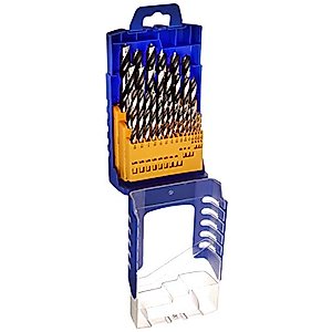 Fisch Chrome Vanadium Wood Twist Drill Bits, 29-Piece Set, Imperial Sizes 1/16-1/2 Inches, FSF-364757