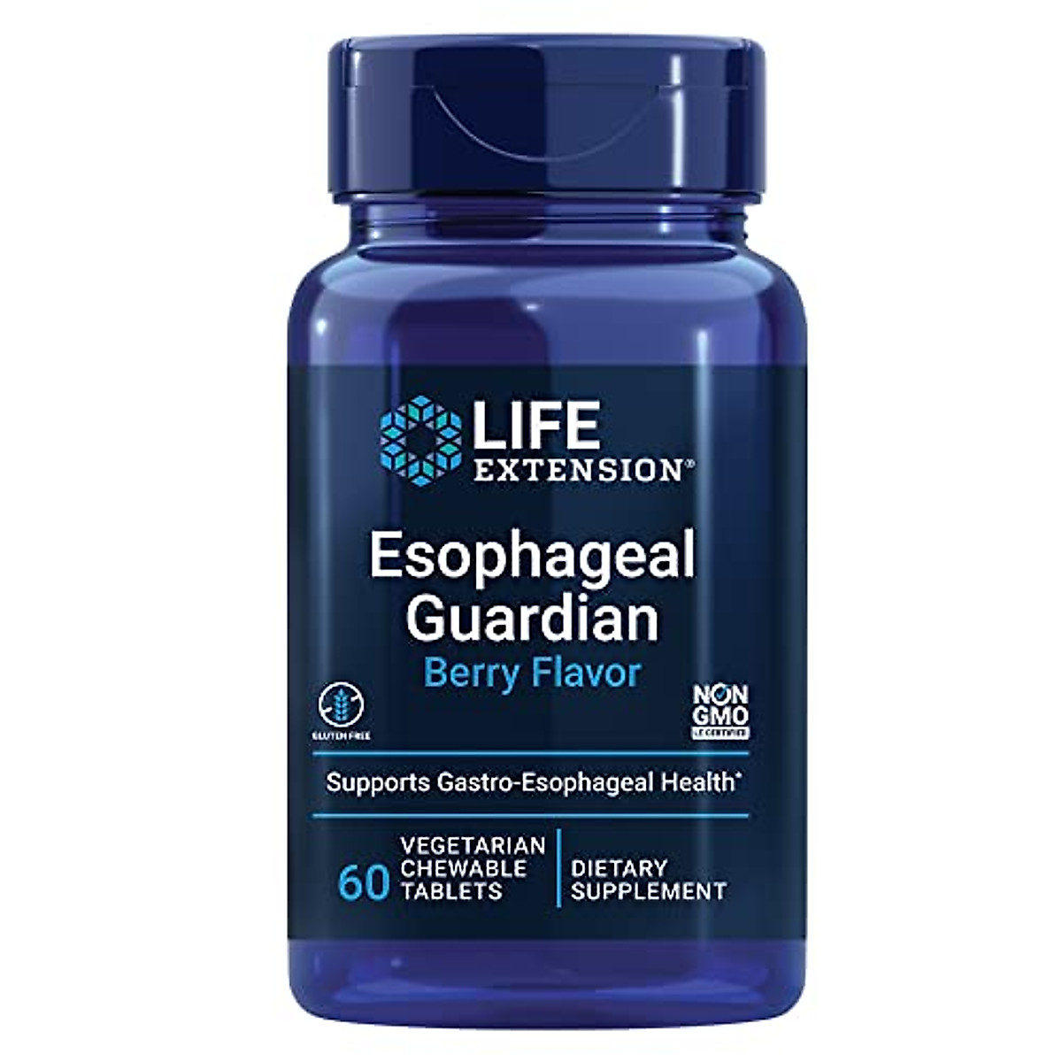 Life Extension Esophageal Guardian - Gastric Discomfort Supplements - Up To 4 Hours of Digestive Comfort & Relief - Berry Flavor, Gluten Free, Non-GMO - Vegetarian Chewable Tablets 60 Count