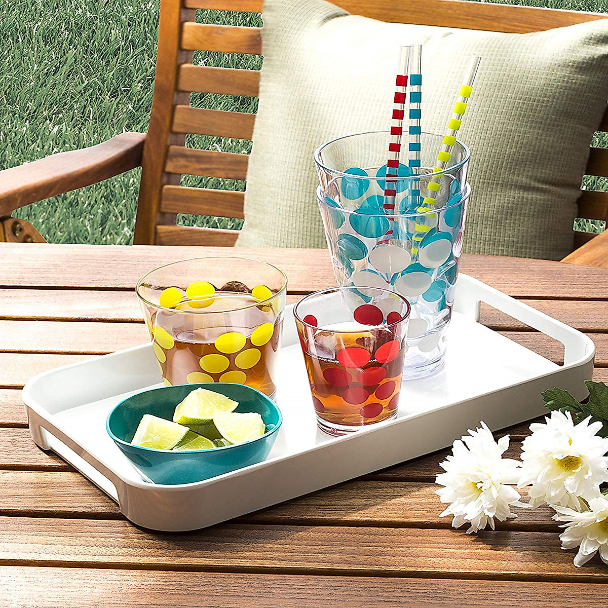 Zak Designs 21in x 13.5in Large Gallery Serving Tray - BPA-free, Eggshell White GL