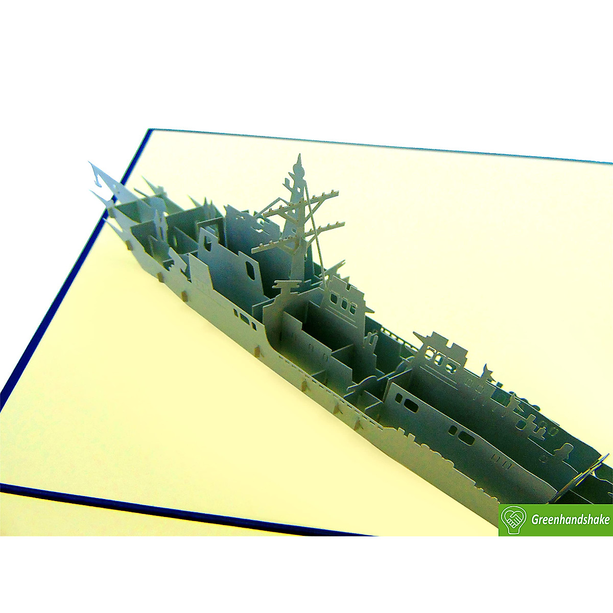 GREENHANDSHAKE Powerful US Navy Ship 3D Pop Up Birthday Card, Valentine's Day, Mother's Day, Graduation, Wedding, Thank You, Get Well, All Occasions, 8 x 6 in