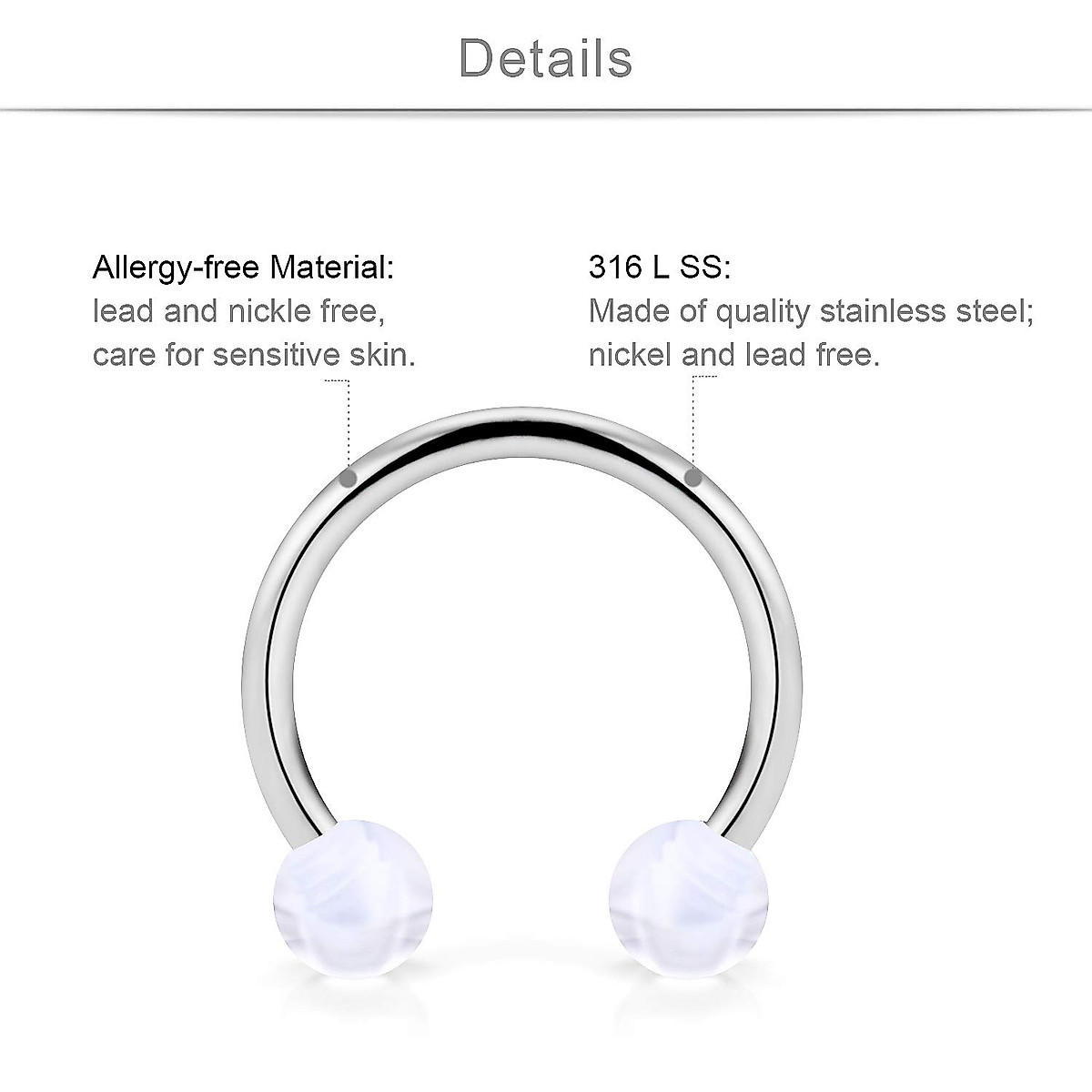 SCERRING 6 Pairs 14G Stainless Steel Horseshoe Nipple Rings Hoop Cartilage Earrings Nipplerings Piercing Jewelry for Women Men 16mm Rose Gold