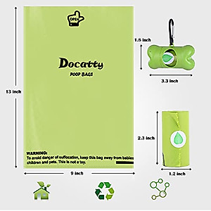 Docatty Dog Poop Bags, 20 Rolls, 300 Bags, 9 x 13 Inch Waste Dog Bag Refill Rolls for Poop with Dispenser, Extra Thick, Leak Proof, Scented Dog Waste Bags for Dogs and Cats