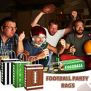 Pasimy 24 Pcs Football Gifts Bag with 24 Pcs Tissue Papers Goody Bags Treat Bags Present Bags for Football Game Party Theme Football Paper Treat Bags Party Favors Supplies, 8.6 x 6.3 x 3.15 Inch
