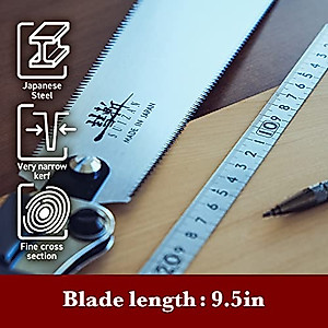 SUIZAN Japanese Folding Ryoba Pull Saw 9.5 Inch Double Edge Hand Saw for Woodworking Tools Gifts