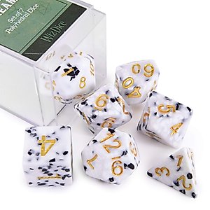 Wiz Dice - DND Dice Set for Tabletop RPG Adventure Games with a Dice Box - Polyhedral Dice Set, Suitable for Dungeons and Dragons, MTG and Dice Games Alike - Cookies and Cream - 7 ct