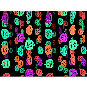 Midnight Glo Halloween Decoration 78ft Neon Pumpkin Garland Wall Hanging Decorations for Halloween Blacklight Reactive UV Glow Party (6 Pack)