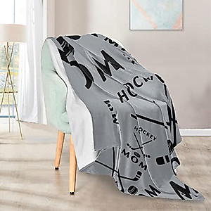 Cyloten Blanket Hockey Mom Fleece Blanket Foldrable Throw Blanket Washable Couch Sofa Fuzzy Blanket Reversible Plush Blanket Beach Blanket for Home Office