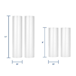 Inkbird 4 Rolls Vacuum Sealer Bags, 11" x 25' 2 Rolls & 8" x 25' 2 Rolls Vacuum Sealer Rolls for Food Saver, Sous Vide Bags Food Storage Freezer Sealer Bag for Cooking with BPA Free