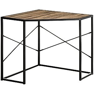 HOMCOM Corner Desk for Small Spaces, Small Computer Desk with Metal Frame, Space Saving Home Office Desk Workstation, Black