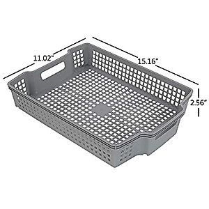 Ggbin Plastic Basket for Organizing, Grey Basket Trays, Set of 6