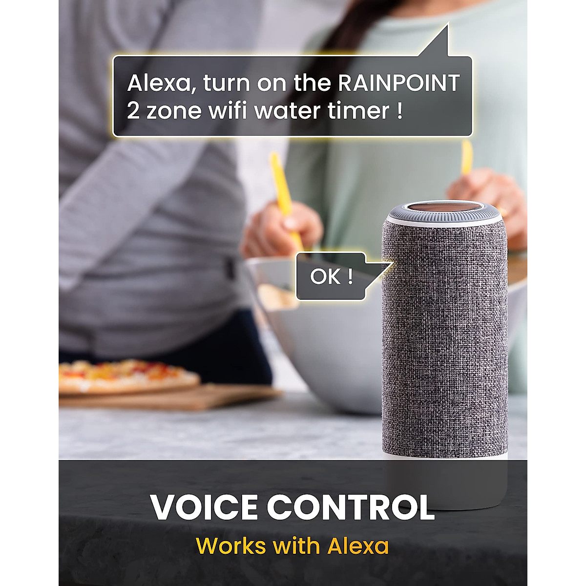 RAINPOINT Sprinkler Timer, WiFi Hose Timer, Smart Water Timer for Garden, Drip Irrigation Controller System with Wi-Fi Hub Automatic Manual Watering, Alexa APP Voice Control, V2, 2023 Release