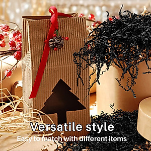 4.9OZ Sukh Crinkle Cut Paper -Reusable Paper Shred Filler as Confetti Paper Stuffing Baskets Filler for Cute Easter Wedding Birthday Decorative Craft Box Bags Wrapping Supplies（Black）