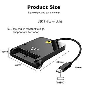 ZOWEETEK CAC Reader Military, CAC Card Reader Military, Smart Card Reader Military, Compatible with Windows, Mac OS and Linux